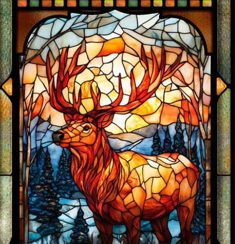 Stag Stained Glass Art "Northern Elder"| Deer | Wild Wings