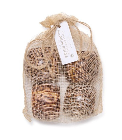 Set of 4 Tiger Cowrie Shell Napkin Holders | Two's Company