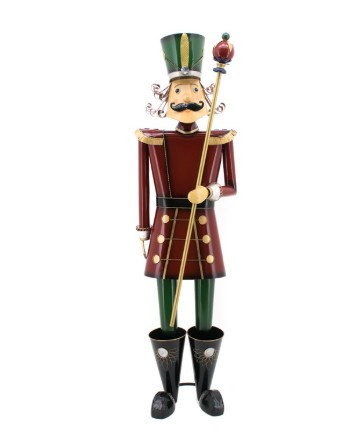 59" Tall Iron Christmas Burgundy Nutcracker Holding Baton| Holiday ...