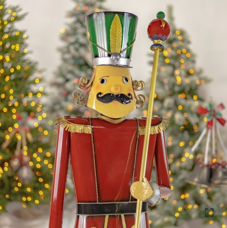 59" Tall Iron Christmas Burgundy Nutcracker Holding Baton| Holiday ...