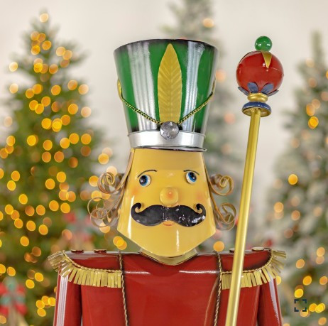59" Tall Iron Christmas Burgundy Nutcracker Holding Baton| Holiday ...