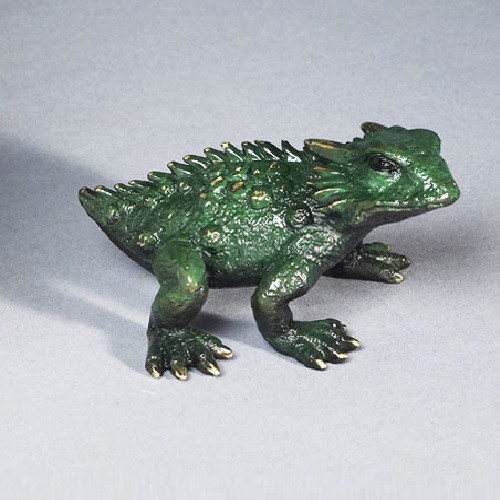 Frog Sculpture | Bronze | Barry Stein | Horned Toad Green