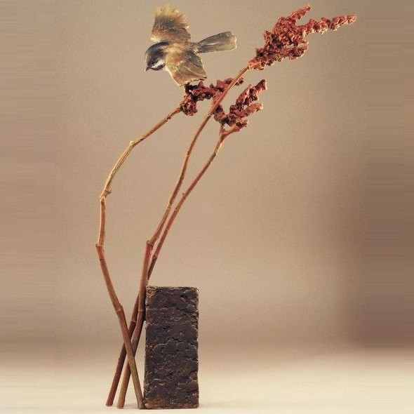 Chickadee Sculpture | Bronze | October Fields | Mark Hopkins