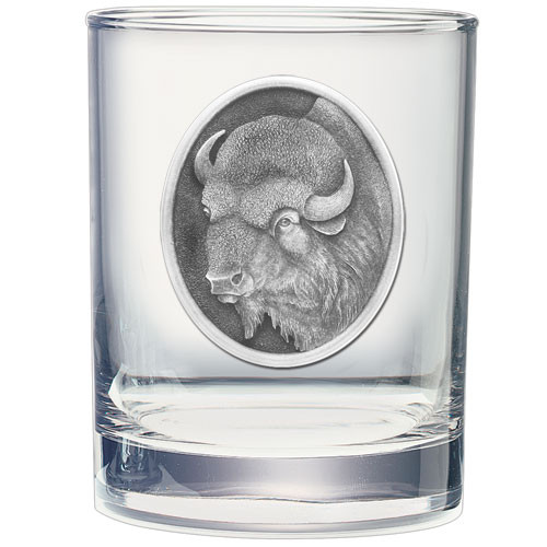 Buffalo Decanter Set | Double Old Fashioned Glasses | Heritage Pewter