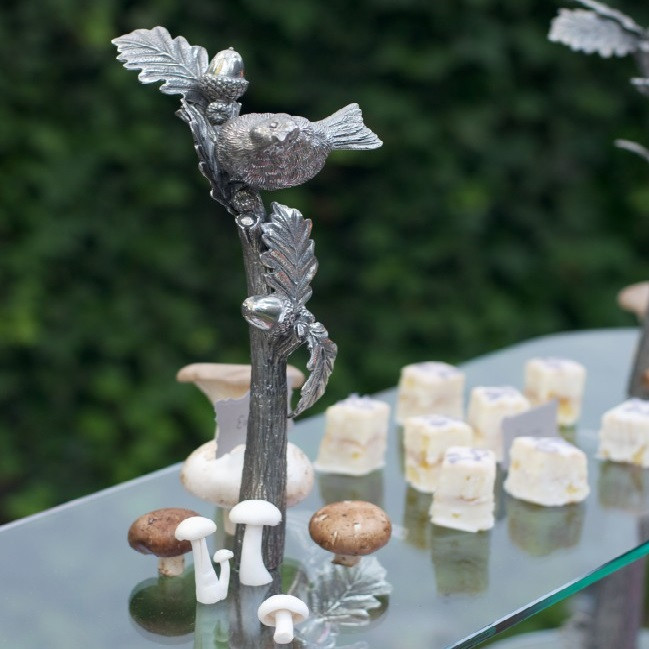 Song Birds Bistro Stand | Pewter | Glass | Vagabond House