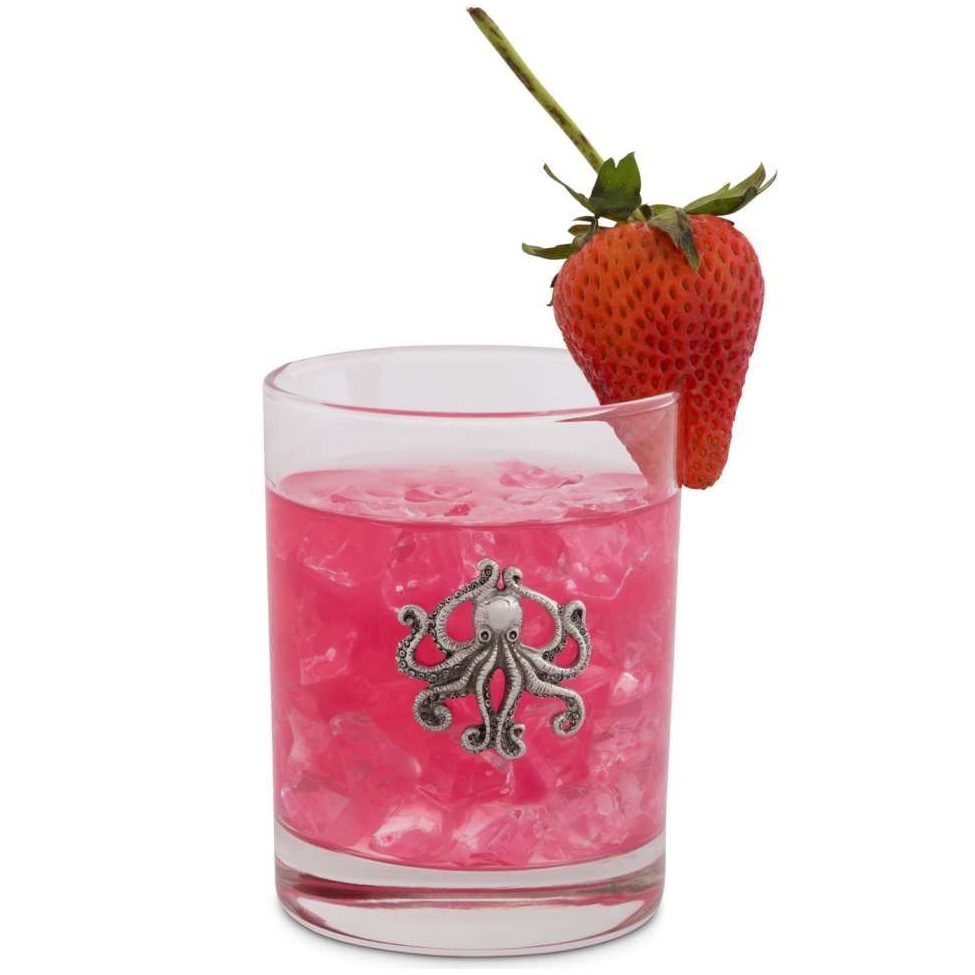 Octopus Cocktail Glass Set of 4 | Pewter | Vagabond House