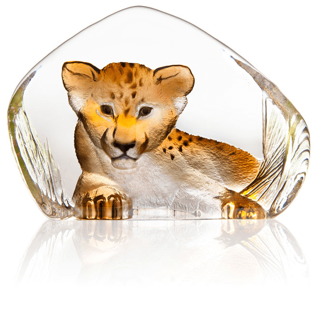 Lion Cub Painted Crystal Sculpture | Mats Jonasson Lion Cub Painted ...
