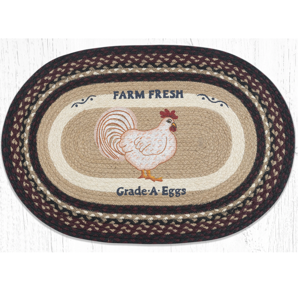 Farmhouse Chicken Oval Braided Rug | Capitol Earth Rugs | OP-344