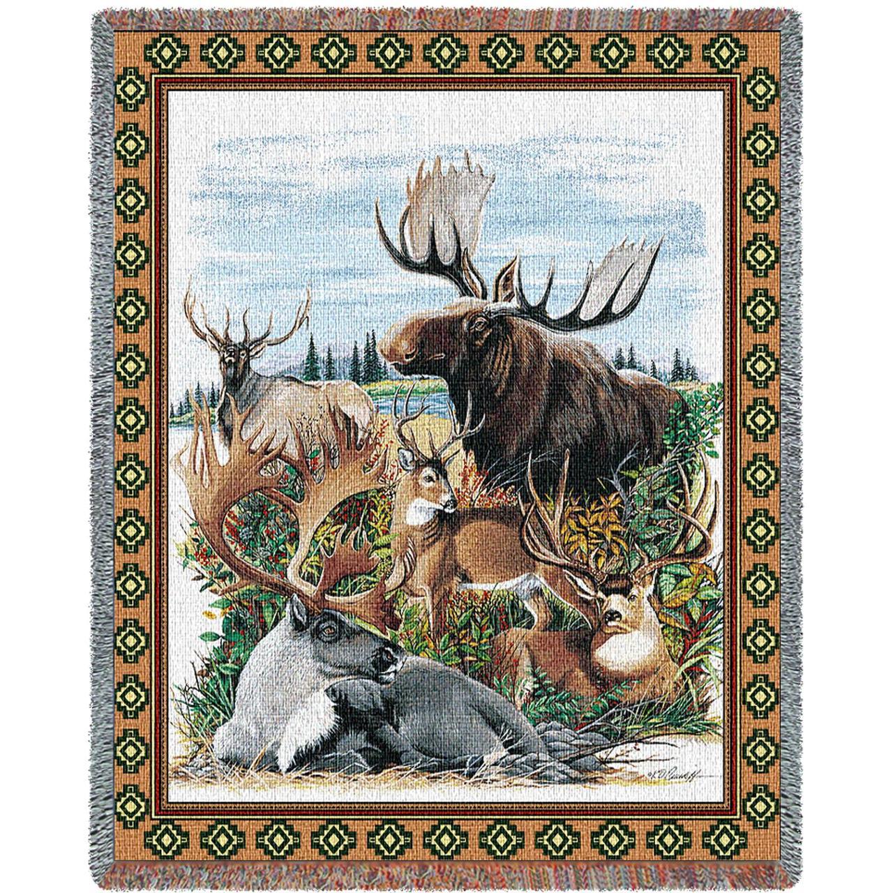 Moose Throw Blanket | Antlered Animals | Jaquard