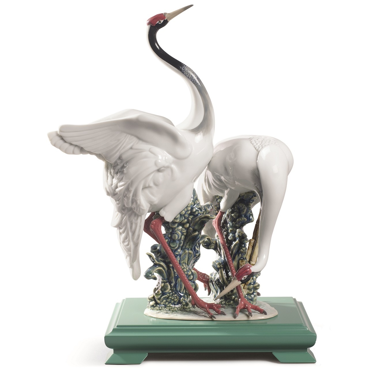 Pair Of Cranes Porcelain Sculpture | Lladro Pair Of Cranes Figurine