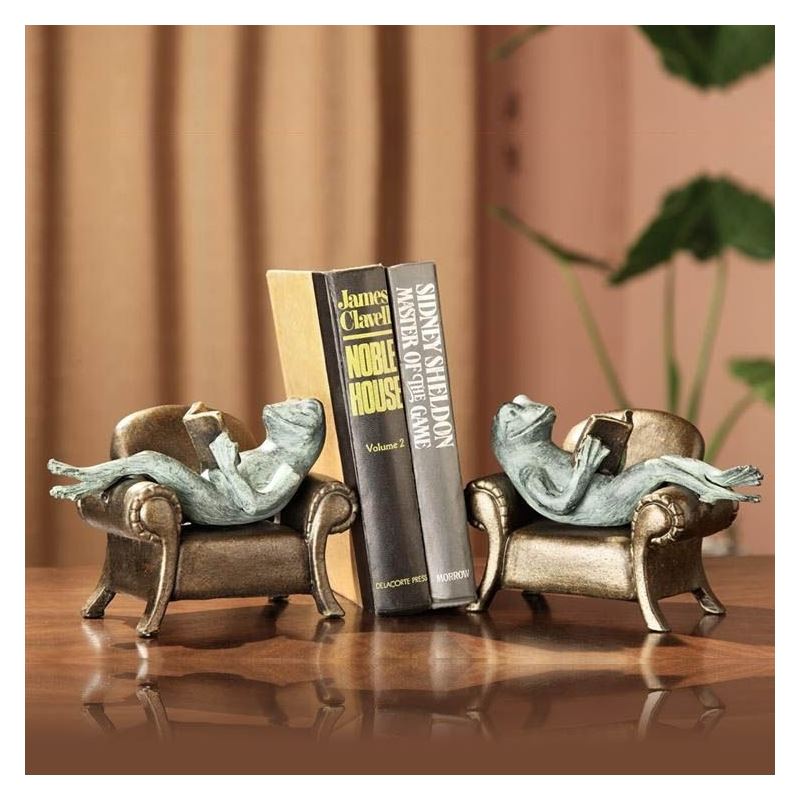 Frog Bookends | Frogs Reading on Sofa | Decor | SPI