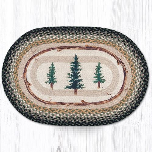 Pine Trees Oval Braided Rug | Capitol Earth Rugs | Jute Area Rug