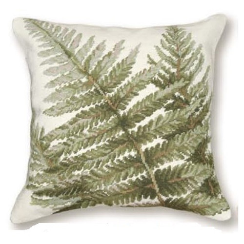 Shuttlecock Fern Needlepoint Pillow | Fern Needlepoint Pillow