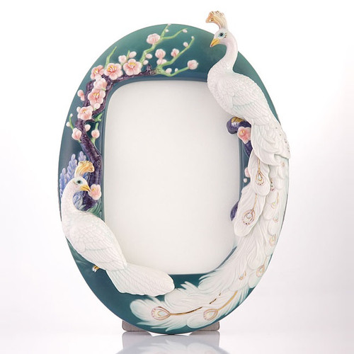 White Peacock Photo Frame, Porcelain White Peacock Frame, FZ03520 ...