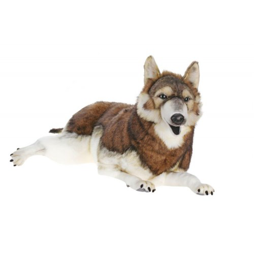 Timber Wolf Laying Large Stuffed Animal | Wolf Plush Statue | Hansa Toys