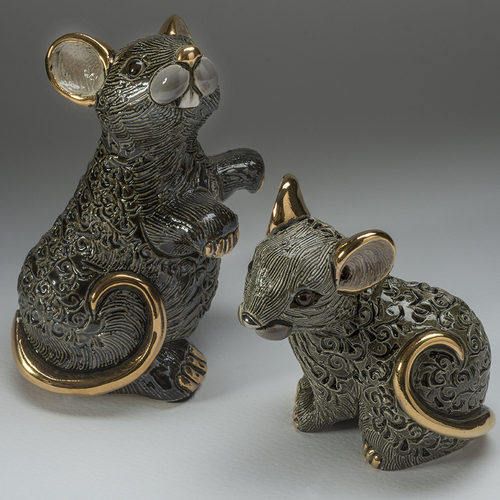 Black Rat Family Ceramic Figurine Set of 2 | De Rosa