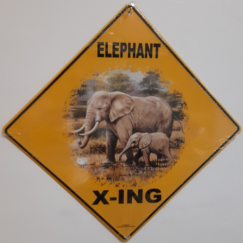 Elephant Metal Crossing Sign | Elephant X-ing Sign