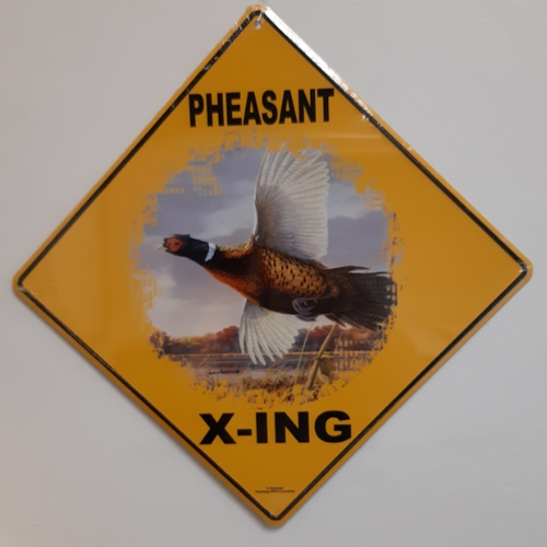 Flying Pheasant Field Metal Crossing Sign | Pheasant Field X-ing Sign