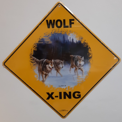 Running Wolves Metal Crossing Sign | Running Wolves X-ing Sign
