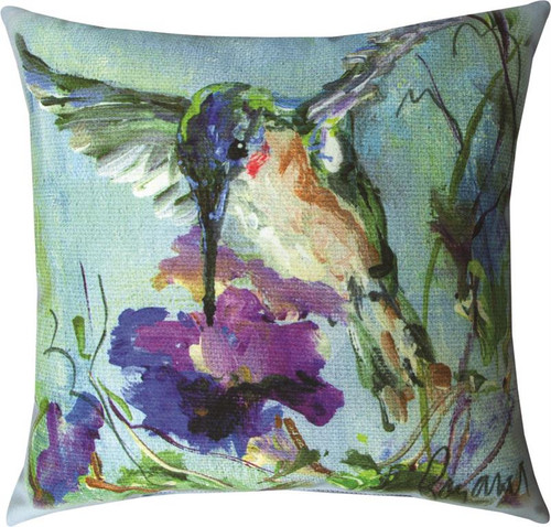 Hummingbird Purple Flowers Indoor Outdoor Throw Pillow | Hummingbird ...