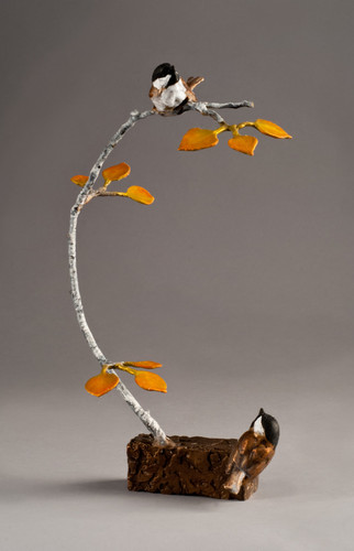 Chickadee Bronze Sculpture | Oh, There You Are | Mark Hopkins | 073024