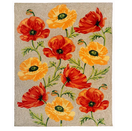 Hand Hooked Icelandic Poppies Indoor/Outdoor Rug