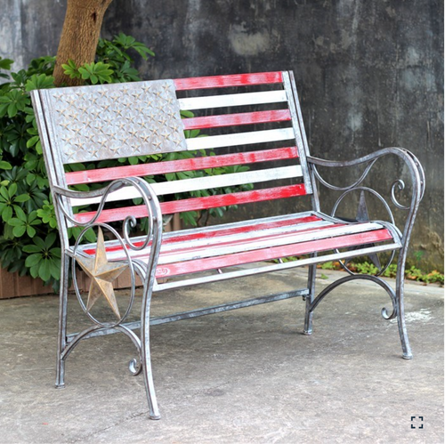 Flag Iron Garden Bench "Proud To Be An American" | Zaer Ltd ...