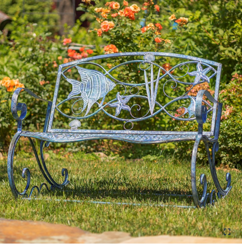 Fish and Starfish Iron Garden Rocking Bench | Zaer Ltd International