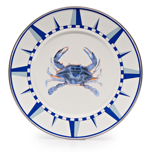 Set of 4 Blue Crab Enamel Ware Dinner Plates | Dinnerware | Golden Rabbit