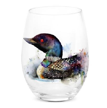 Set of 4 Loon Stemless Wine Glasses