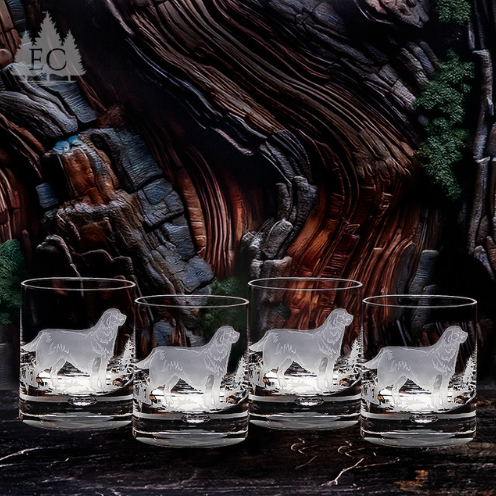 Golden Retriever Crystal Rocks Glasses Set of 4 | Labrador Barware ...