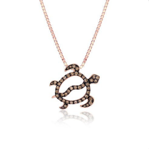 Koa Diamond Petro Turtle Pendant Necklace | Sea Turtle | Heartson Jewelry