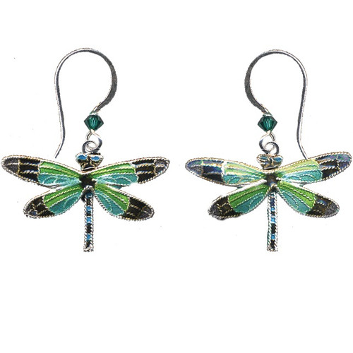 Dragonfly Earrings | Cloisonne Jewelry | Wire | Gossamer Wing