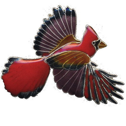 Cardinal Pin | Cloisonne Jewelry | Bamboo Jewelry