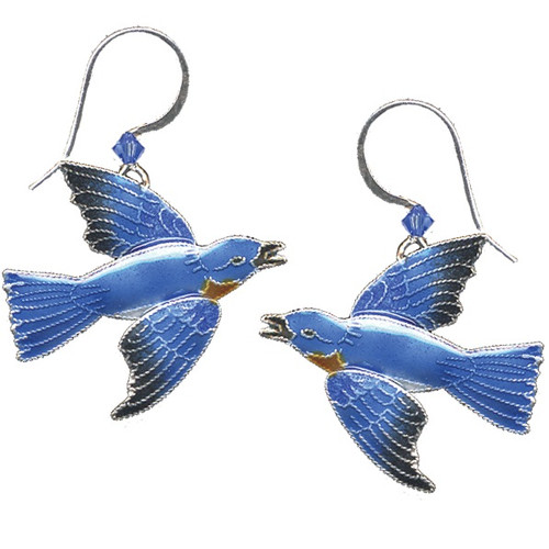 Blubird Earrings | Cloisonne Jewelry | Wire Earrings