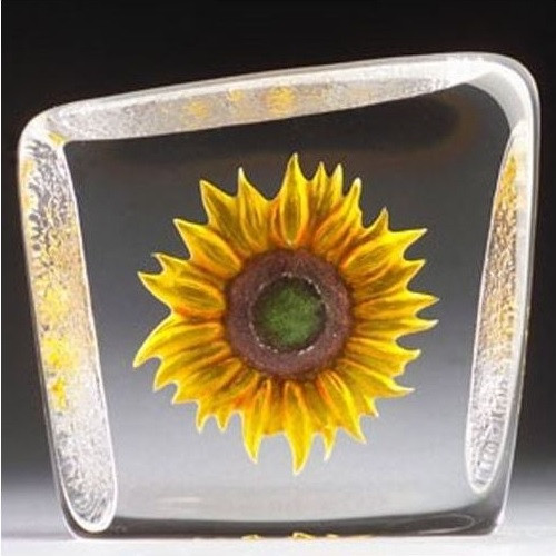 Yellow Sunflower Crystal Sculpture | 33869 | Mats Jonasson Maleras