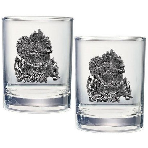 Squirrel Glass Set | Double Old Fashioned | Heritage Pewter
