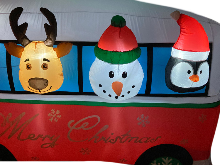 7' Santa Vintage Van Inflatable - FantasyCostumes.com