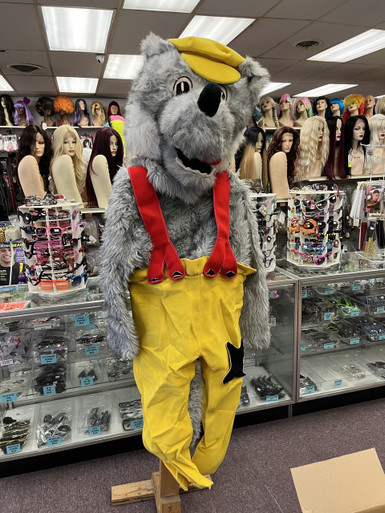 Grey Wolf w/ Overalls Mascot Costume - FantasyCostumes.com