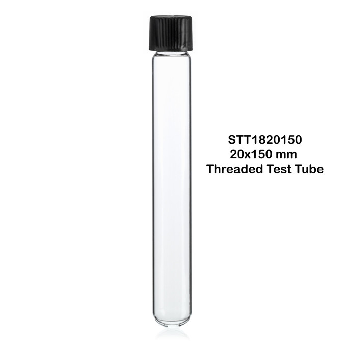20 x 150 mm Threaded Test Tubes with Screw Caps Included