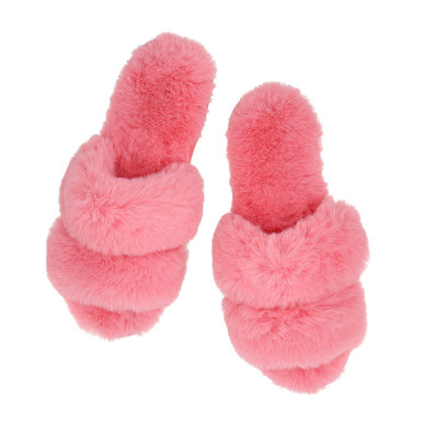 Plush Slippers - Double Band - Hot Pink - [Consumer]Bella Sleep + Spa