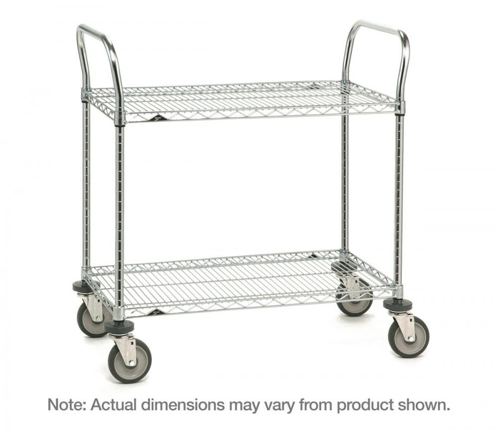 Metro 2SPN55DC Super Erecta Chrome Two Shelf Heavy Duty Utility Cart ...