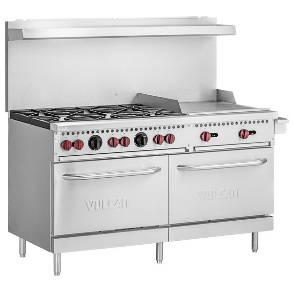 Vulcan - SX Series 60" Natural Gas Range w/ 6 Burners, 24" Griddle & 2 ...