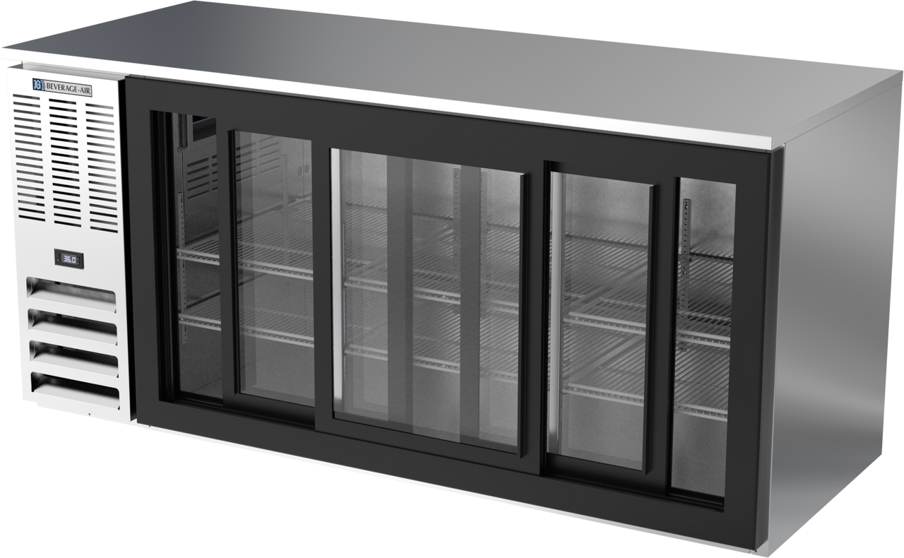 Beverage-Air - 72" Stainless Steel Back Bar Refrigerator w/ 3 Sliding ...