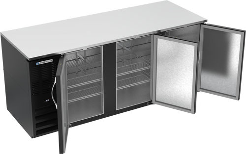 Beverage-Air - 78" Black Back Bar Refrigerator w/ 3 Solid Swing Doors ...