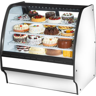 True - 48" White Curved Glass Refrigerated Display Case w/ White ...