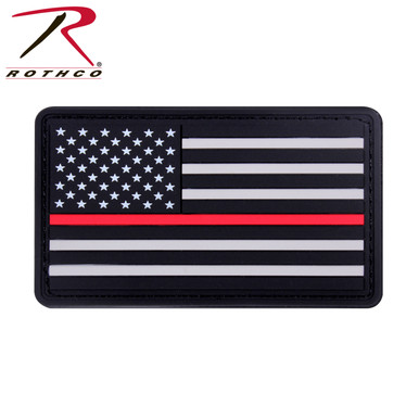 Rothco Rubber Thin Red Line Flag Patch - Hook Back - Top Brass Tactical