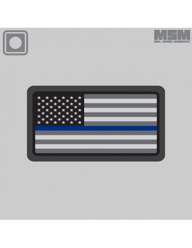 MSM US FLAG MINI THIN BLUE LINE PVC PATCH - Top Brass Tactical