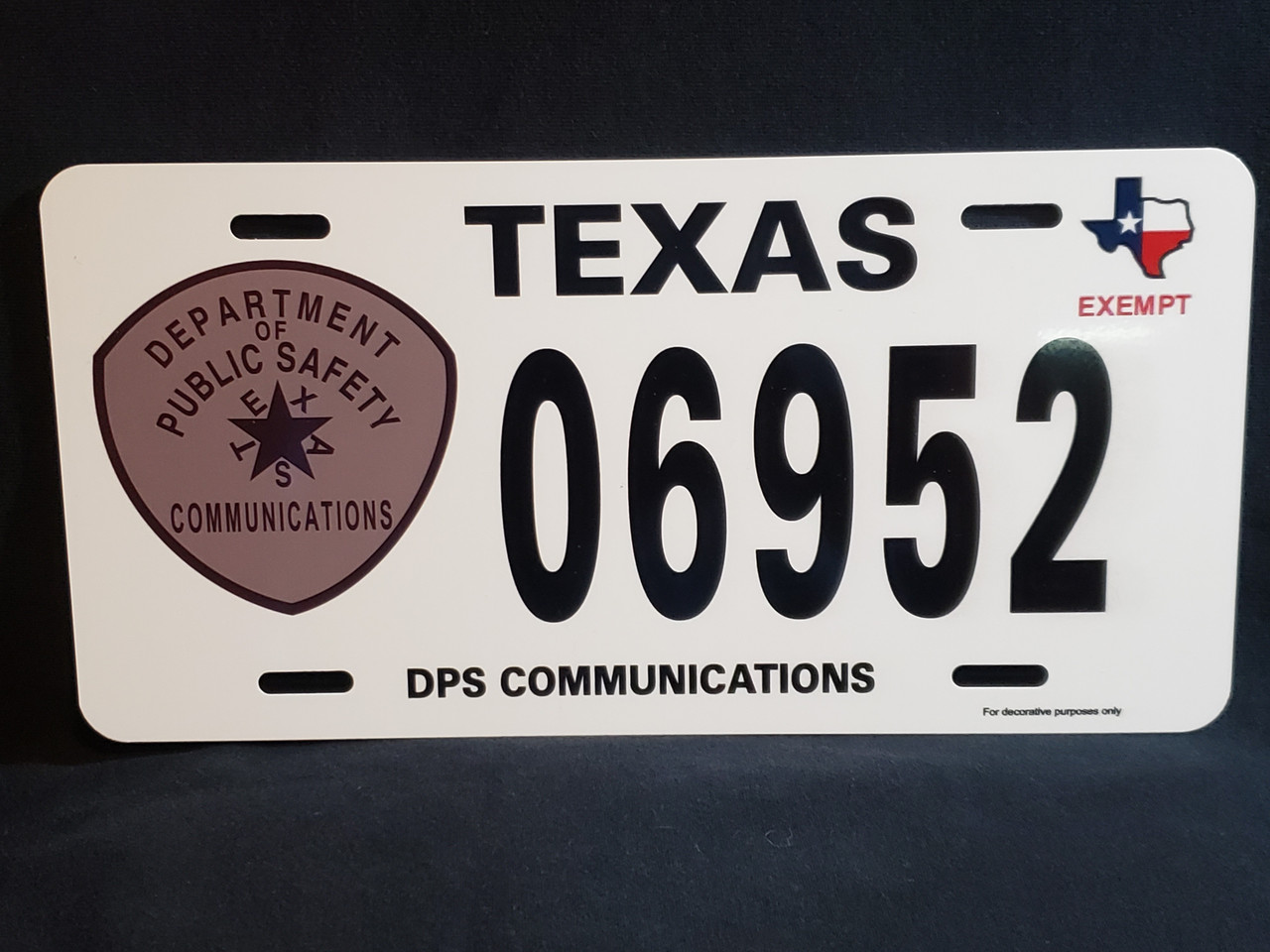 Novelty Full Size License Plate - TxDPS - R2J Custom Products
