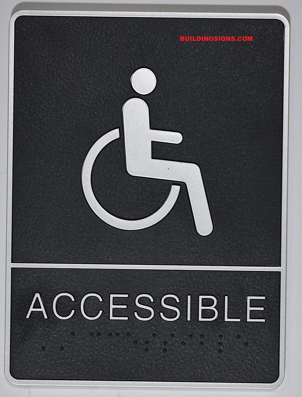 ADA Wheelchair Accessible Sign with Tactile Graphic (Black,6x9 Comes ...